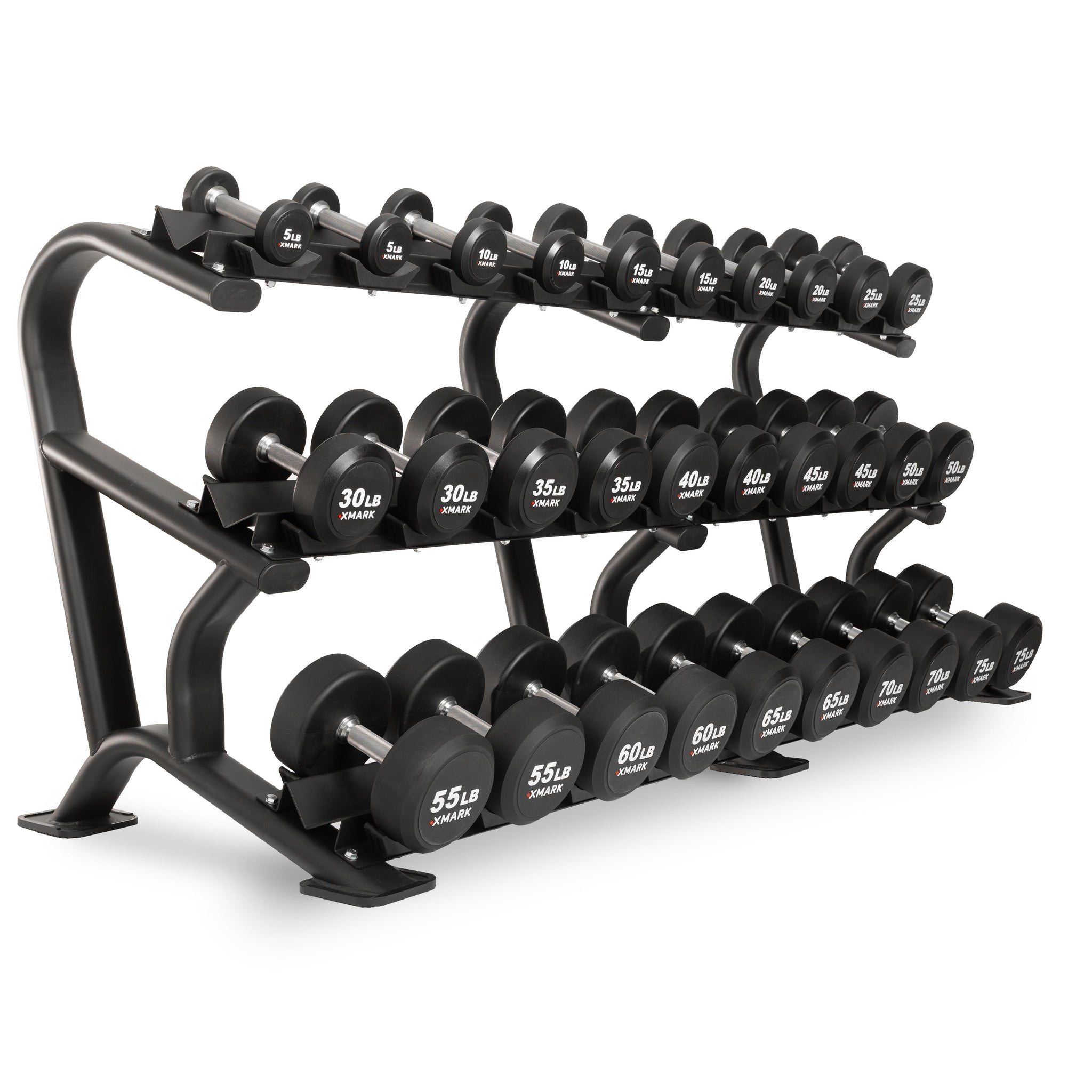 Round Commercial Urethane Dumbbells (5-50 lb and 5-75 lb Sets) – Midway ...
