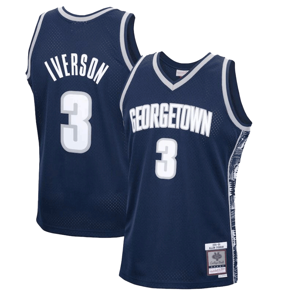 Allen Iverson Georgetown Hoyas Mitchell & Ness Navy Blue 1995-96 Hardw ...
